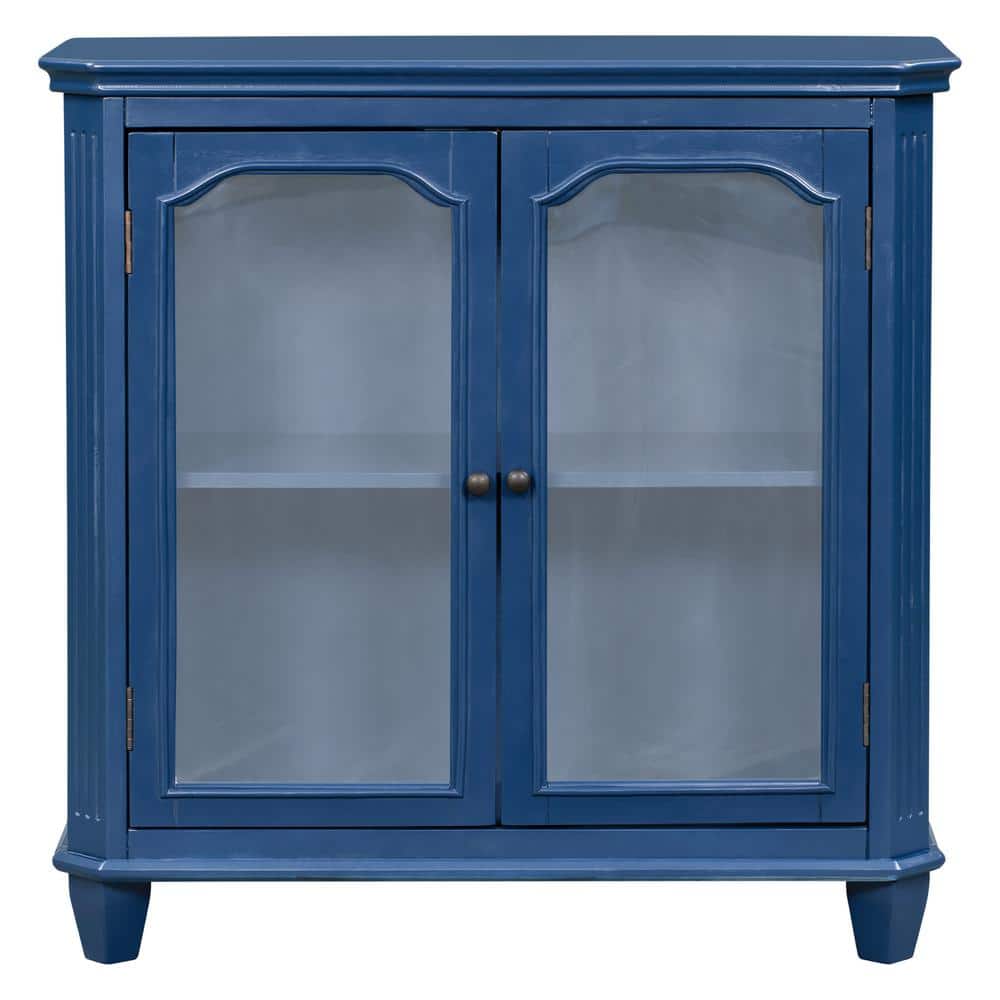 URTR Antique Navy Blue Accent Storage Cabinet with Doors and Adjustable ...