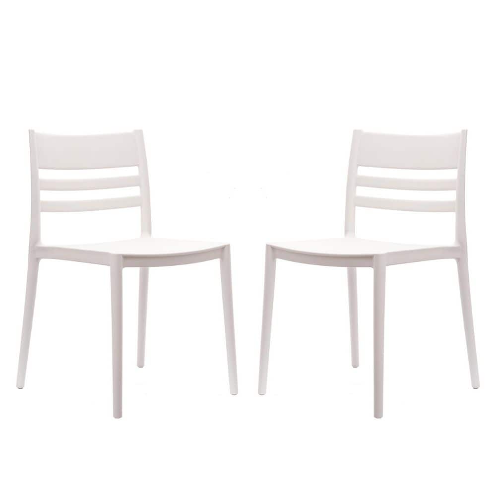 Carnegy Avenue Bridgeport White with Slatted Backrest Plastic Indoor ...