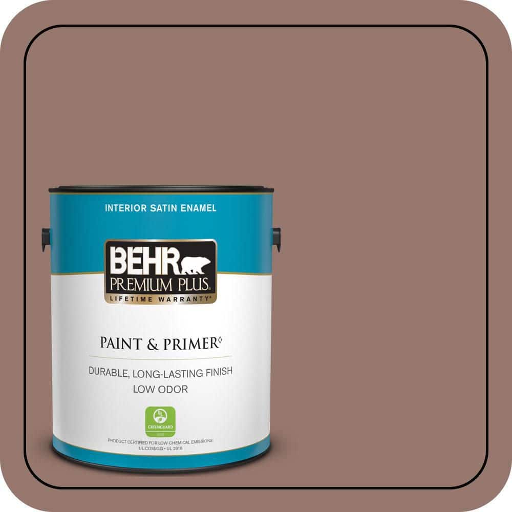 BEHR PREMIUM PLUS 1 gal. #N160-5 Chocolate Delight Satin Enamel Low ...