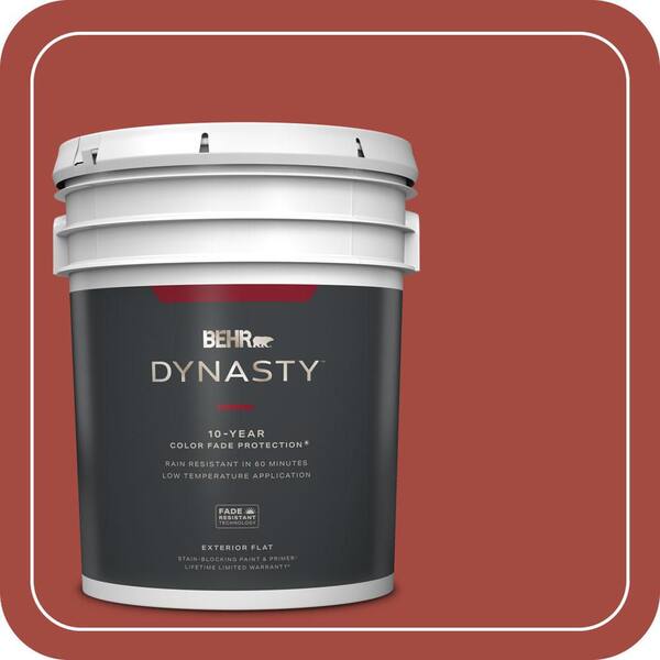 BEHR DYNASTY 5 gal. #170D-7 Farmhouse Red Flat Exterior Stain-Blocking ...
