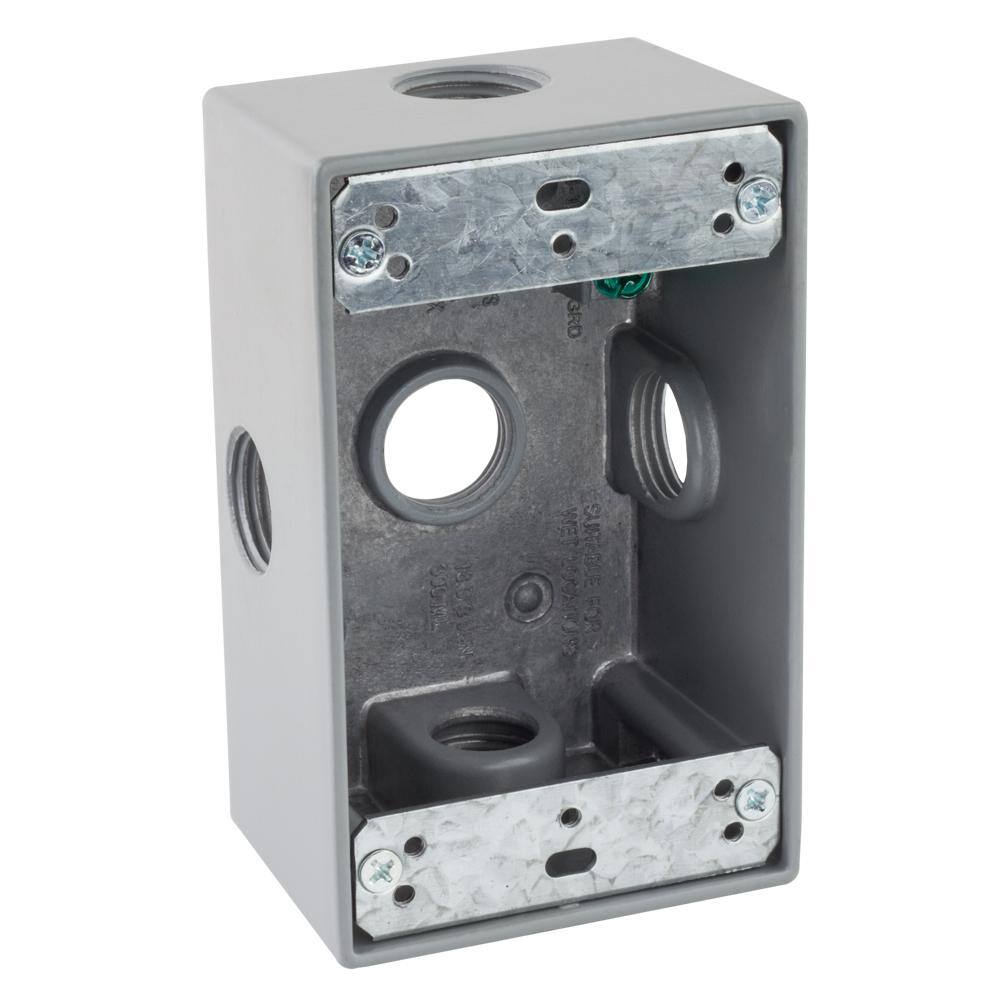 Commercial Electric 1/2 in. Gray 1-Gang 5-Holes Weatherproof Box Commercial Electric 1/2 in. Gray 1-Gang 5-Holes Weatherproof Box