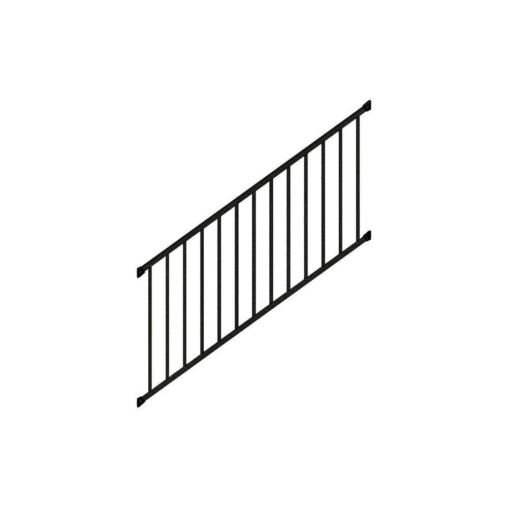 WESTBURY Tuscany 6 ft. x 36 in. Textured Black Aluminum Rail Kit Stair ...