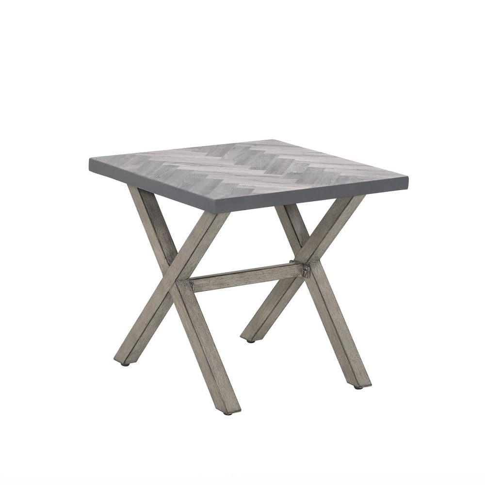 Limed Oak Aluminum Outdoor Side Table, All Weather Square Patio End ...