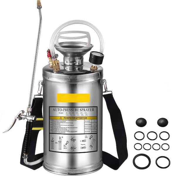 OGETFUUR 1.5 Gal. Stainless Steel Pump Sprayer with Pressure Gauge and ...