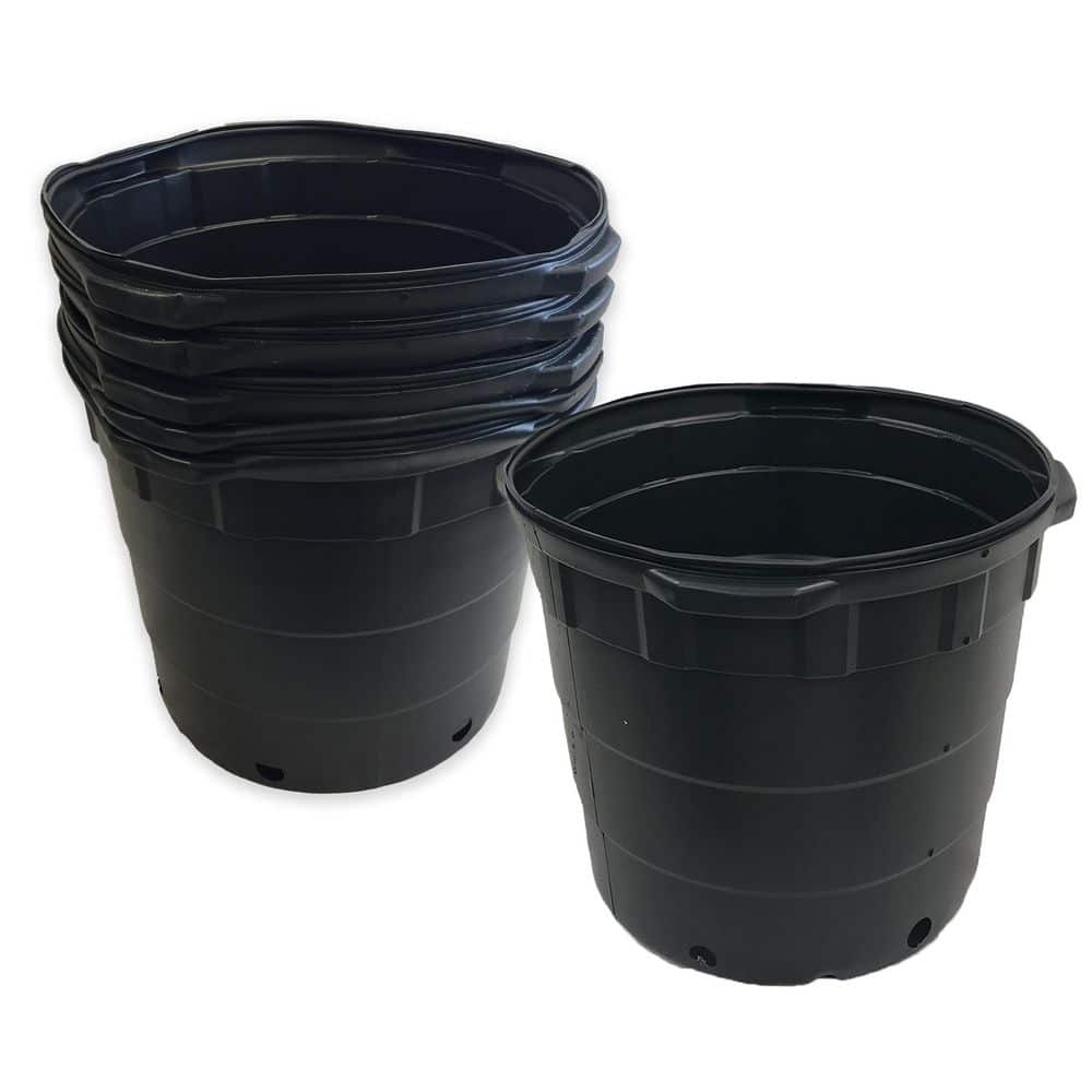 Hydroponics Organic 10 Gal. 39.8 qts. Black Round Plastic Nursery Pots ...