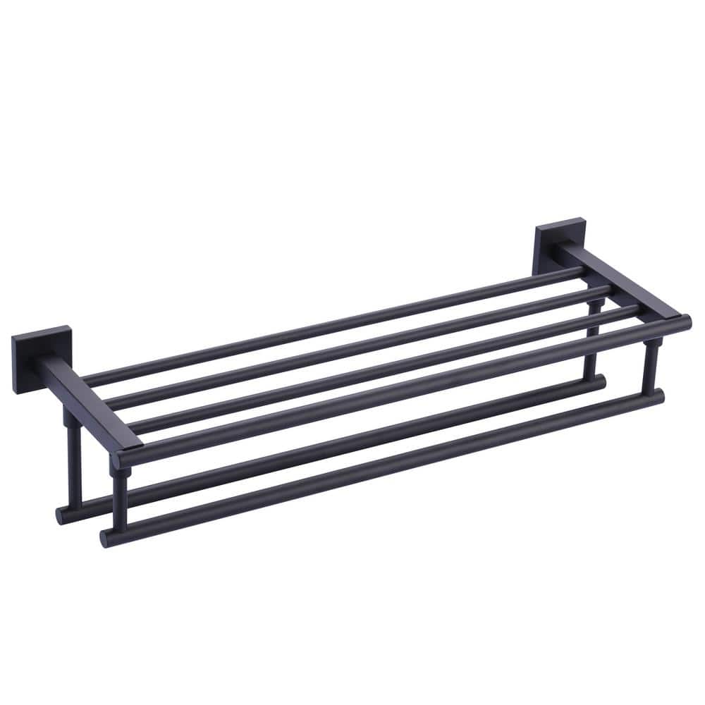ALEASHA 2-Towel Holders Wall mounted Towel Rack in Blck AL-8J504B - The ...
