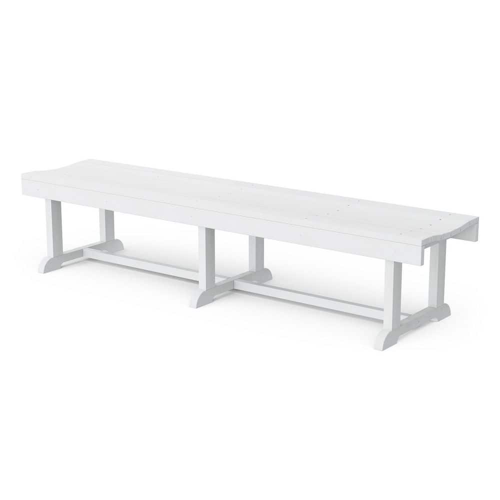 Wildridge Heritage 68 in. White HDPE Plastic Outdoor Patio Backless ...