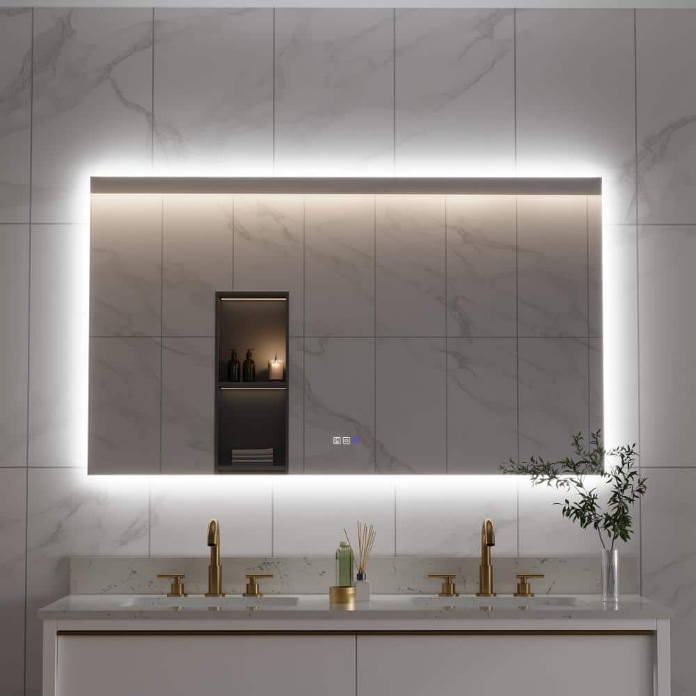 EOVIAMNE 55 in. W x 32 in. H Rectangular Frameless Wall Backlit LED ...