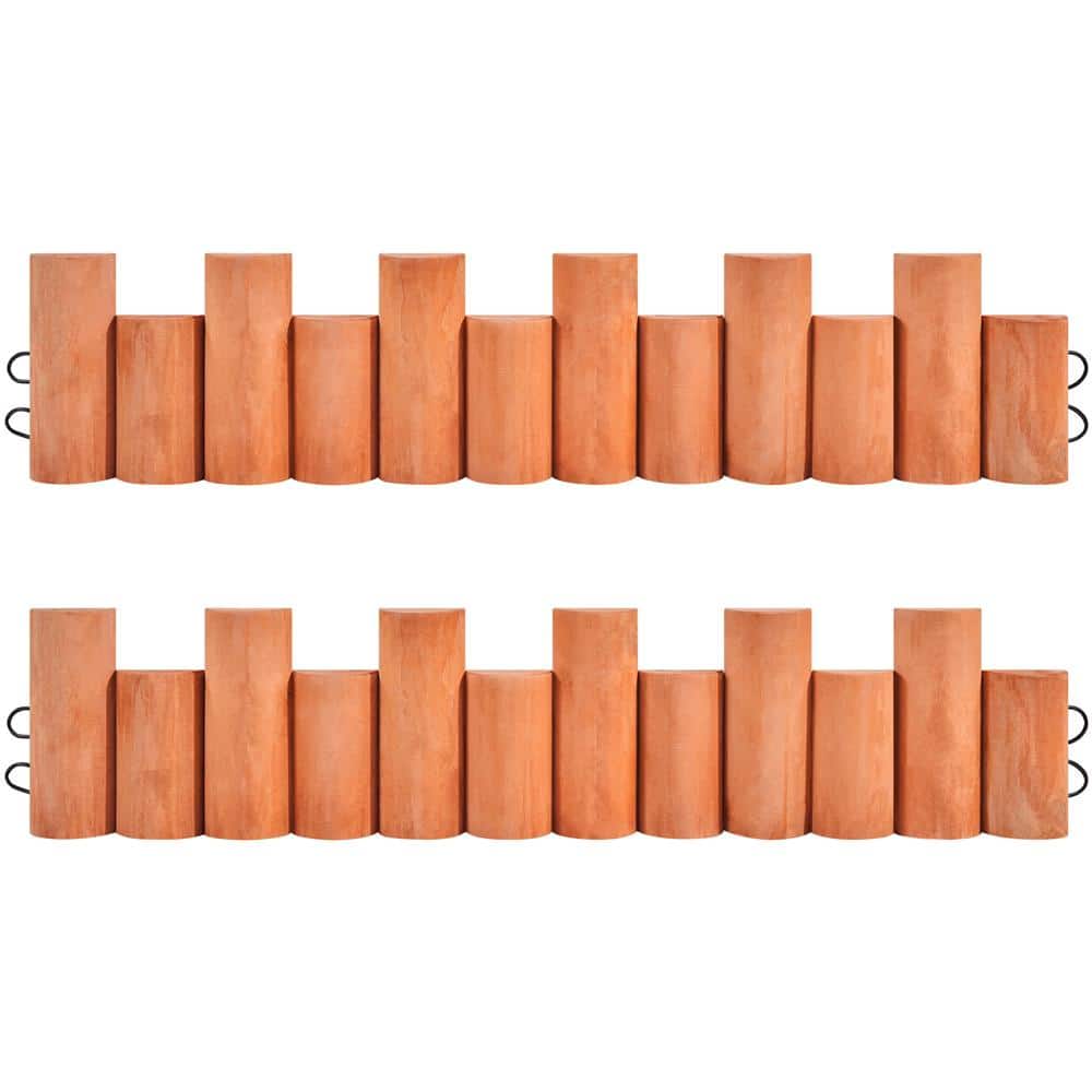 Yaheetech 7 in. H Outdoor Wooden Short Fences Garden Log Rolls 2-Pieces ...
