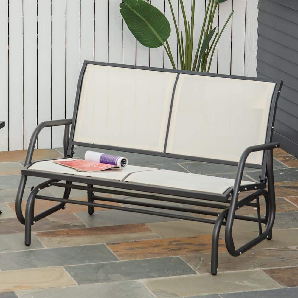 BOPOREA MEGO LLC 2-Person Metal Outdoor Glider Bench with Powder Coated ...