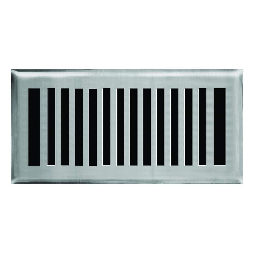 Hampton Bay 4 in. x 10 in. New York Modern Floor Register in Brushed ...