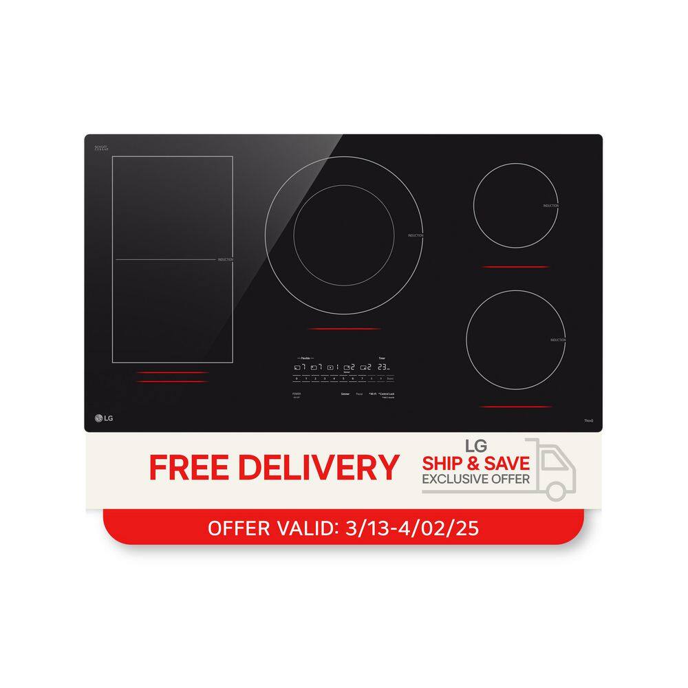 LG 36 in. Smart Induction Cooktop with 5 Induction Elements, 5.0 kW ...