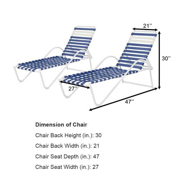 Hampton Bay Navy Blue Adjustable Outdoor Strap Chaise Lounge with Aluminum Frame 2 Pack CL 23A130S The Home Depot