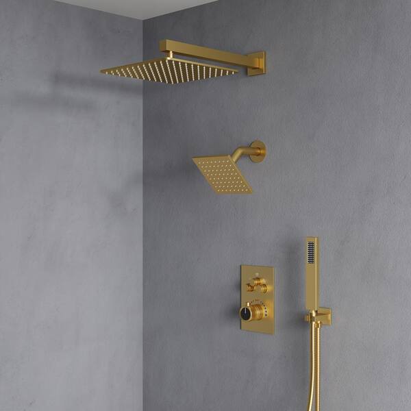 EVERSTEIN 6 in. and 7-Spray 12 in. Thermostatic Wall Bar Shower Systems ...