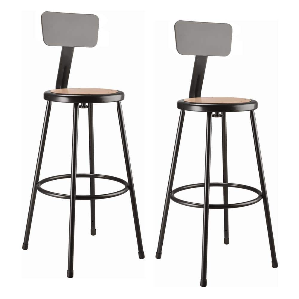 National Public Seating 30 in. Black Heavy Duty Steel Frame Stool With ...