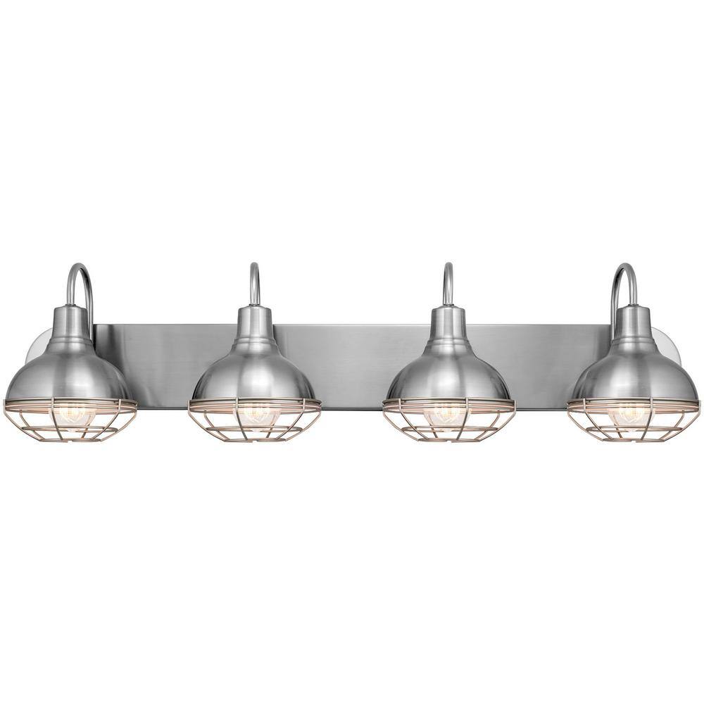Kira Home Liberty 36 in. 4-Lights Brushed Nickel Industrial Bathroom ...