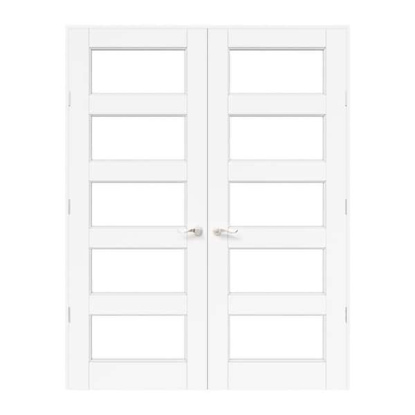 ARK DESIGN 60 in. x 80 in. 5-Lite Clear Glass Universal-Hand White ...