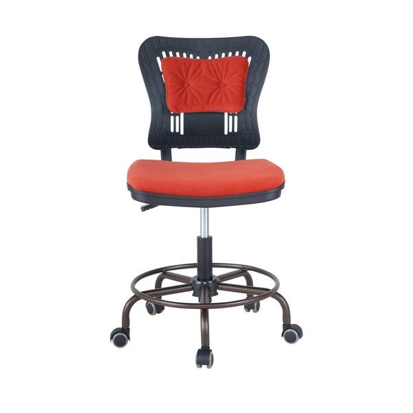 Silverpark Red Polyester Upholstery Armless Office Task Chair with ...