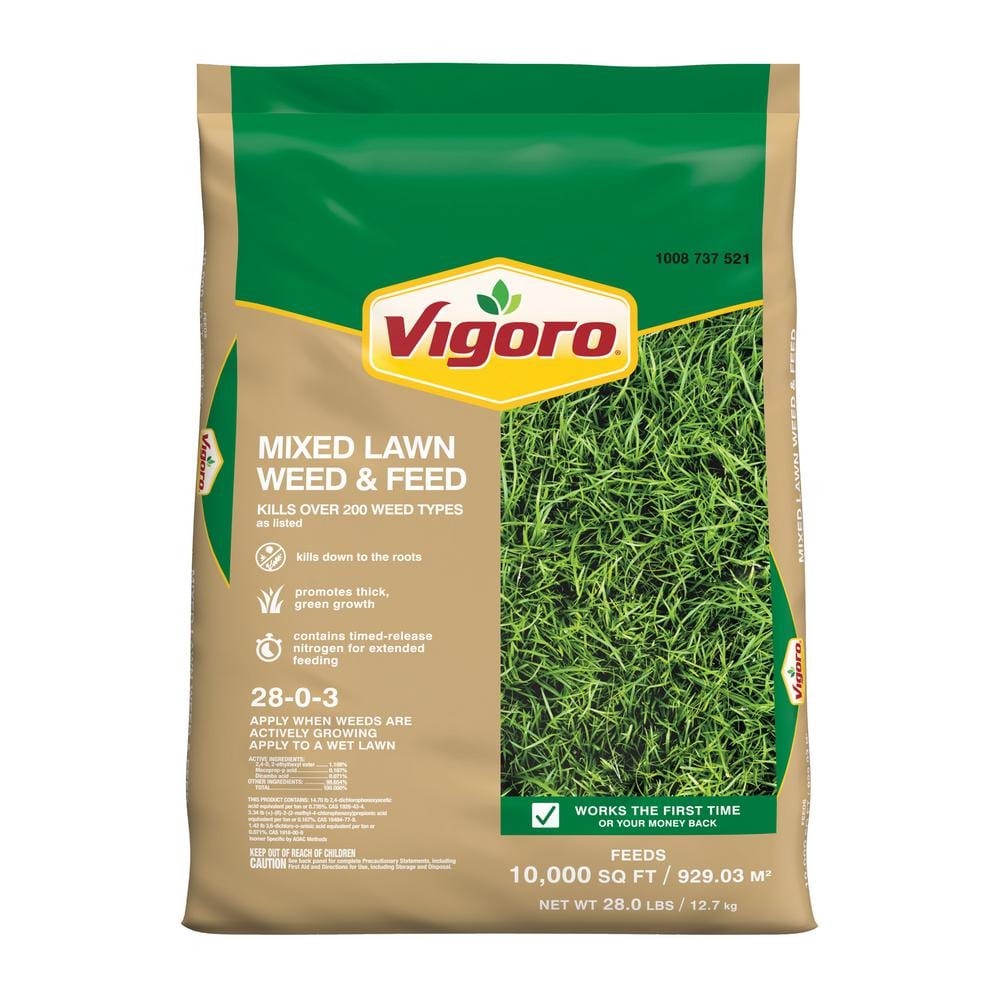 Vigoro 28 lbs. 10,000 sq. ft. Mixed Lawn Weed & Feed Weed Killer Plus ...