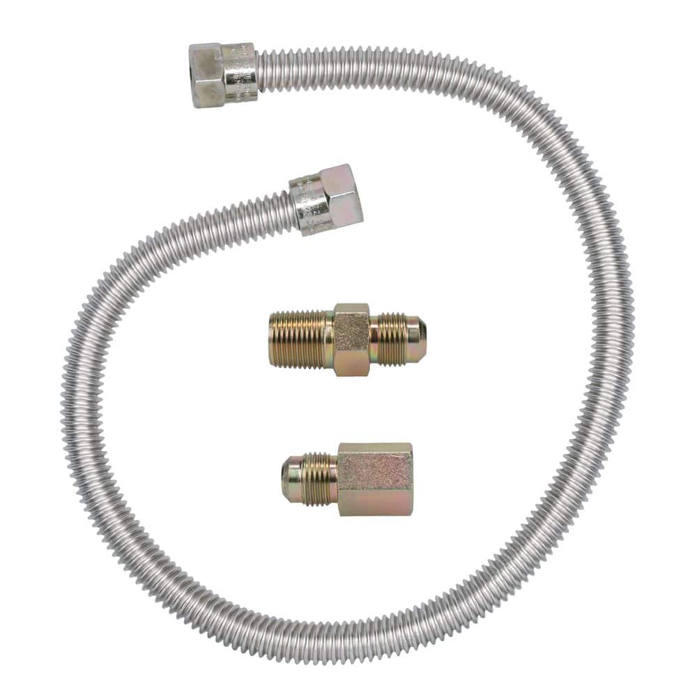 Cambridge 3/8 in. OD x 3/8 in. MIP x 3/8 in. FIP x 24 in. Stainless ...