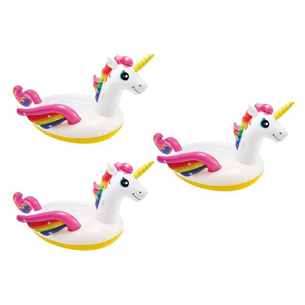 Intex 76 in. Giant Inflatable Magical Mega Unicorn Pool Island Float (3 ...