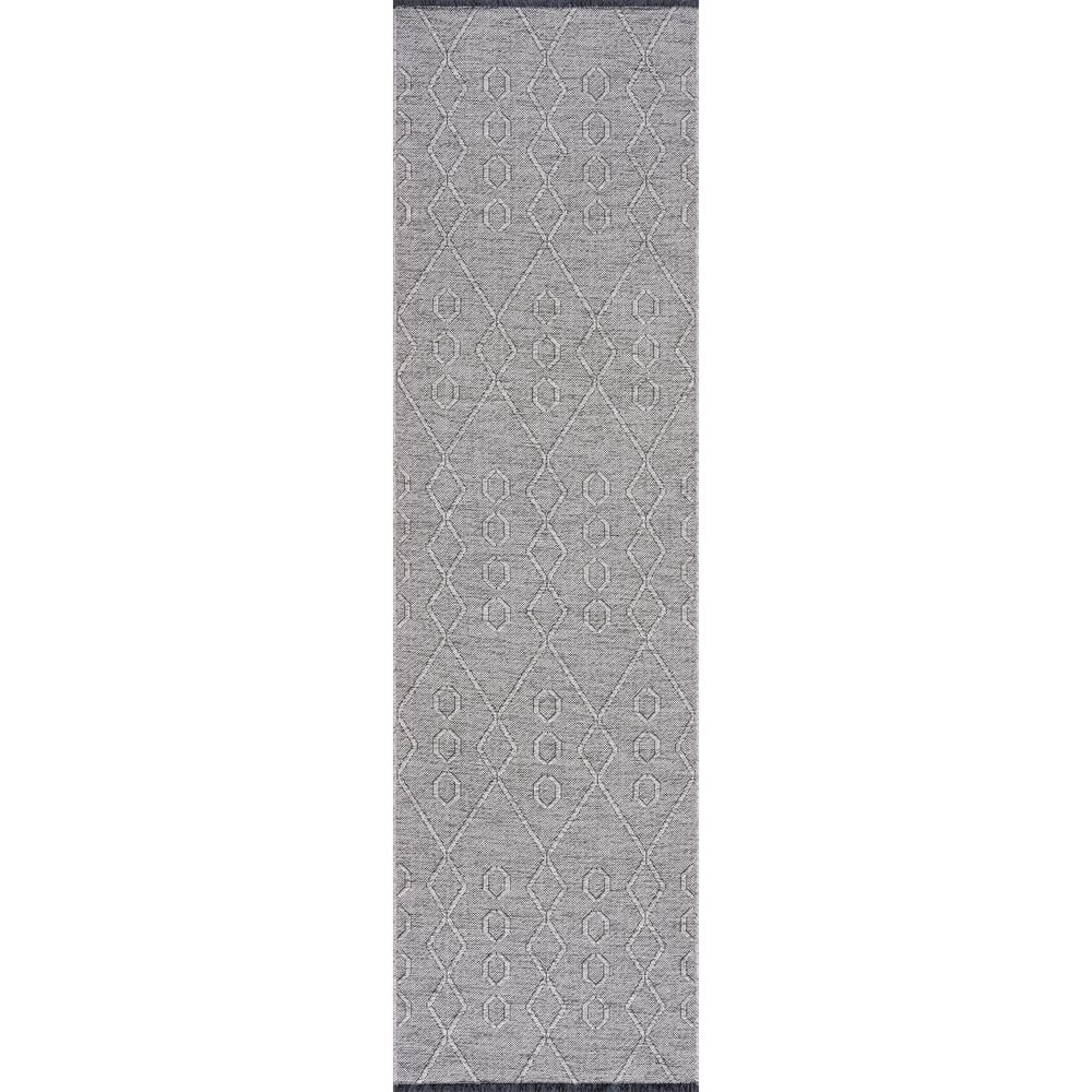 Tayse Rugs Alma Light Gray 2 ft. x 8 ft. Geometric Machine Washable ...