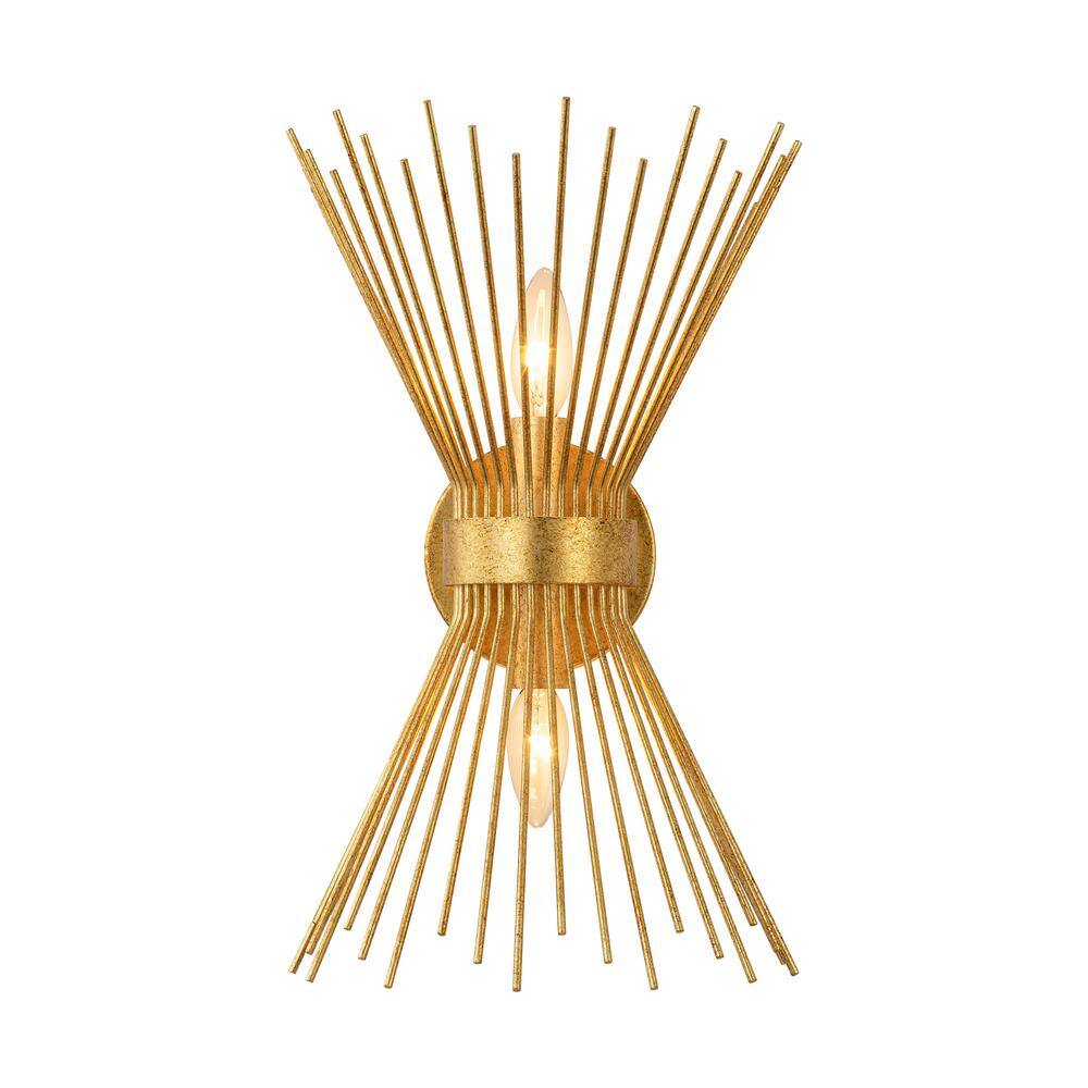 RRTYO Leuchte 11 in. 2-light Gold Leaf Glam Sputnik Bathroom Vanity ...