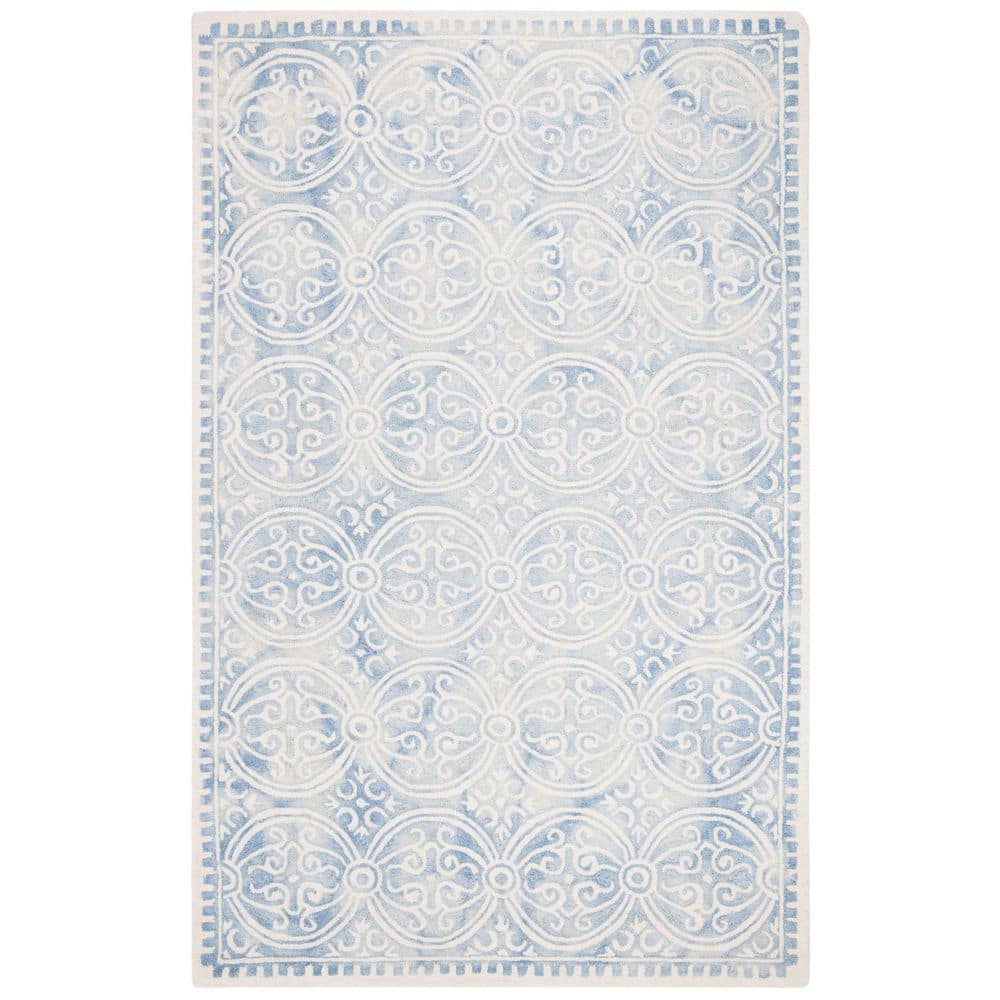 SAFAVIEH Dip Dye Blue/Ivory 5 ft. x 8 ft. Vintage Floral Area Rug ...
