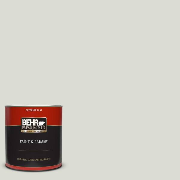 BEHR PREMIUM PLUS 1 Qt. #BWC-29 Silver Feather Flat Exterior Paint ...