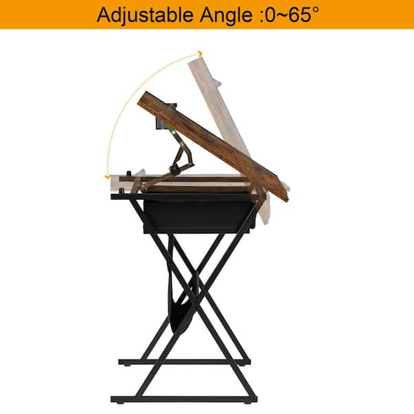 VECELO Height Adjustable Drafting Table Drawing Table Set 23.6 in ...