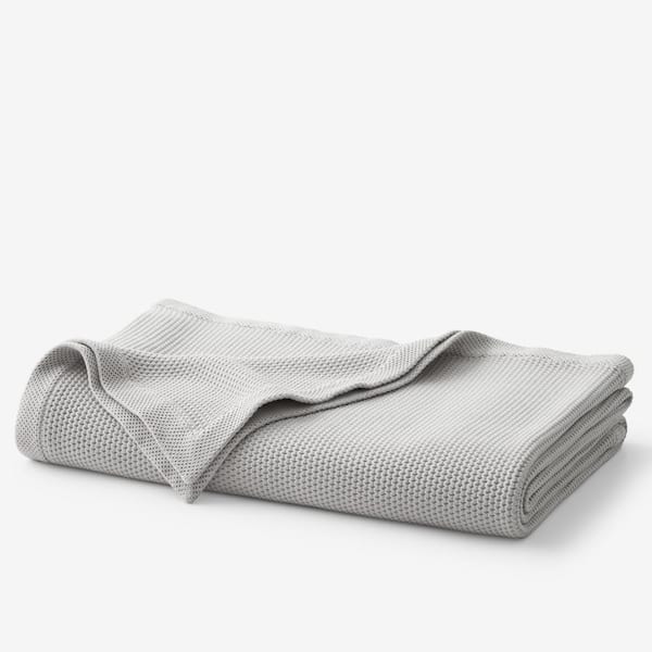 The Company Store Legends Hotel Garter Stitch Grey Cotton Full/Queen Blanket 85104W-FQ-GREY ...