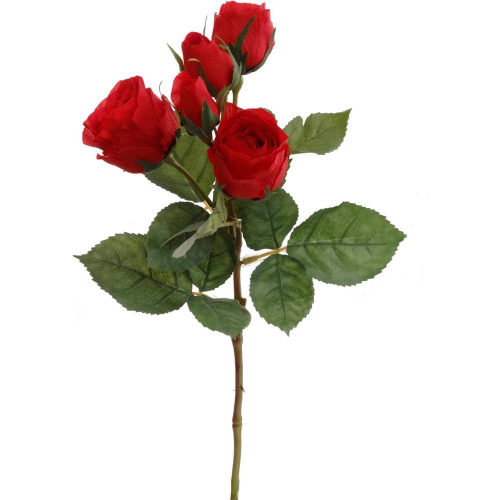 Larksilk 15 in. Red Indoor/Outdoor Artificial Rose Flower - Home ...