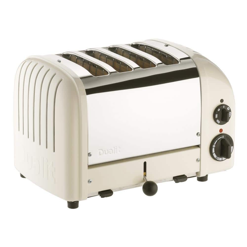 Dualit New Gen 4-Slice Canvas White Wide Slot Toaster with Crumb Tray ...