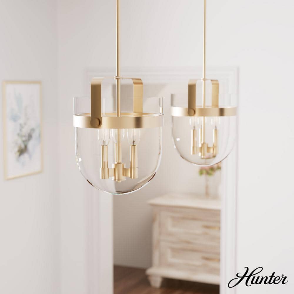 Hunter Karloff 3-Light Alturas Gold Island Pendant Light with Clear ...