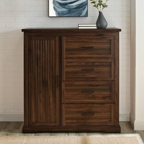 Reviews for Welwick Designs 45 in. W. Dark Walnut Wood 4-Drawer and 1 ...