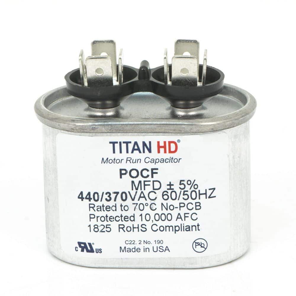TITAN HD 5 MFD 440/370V Dual Voltage Oval Run Capacitor POCF5A - The ...