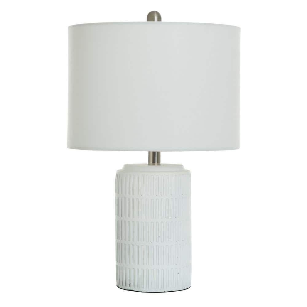 StyleCraft Joni 21 in. White Table Lamp with White Polyester Blend ...