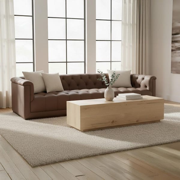 NADAAL STUDIOS Mirelda 55 in. Rustic Oak Narrow Rectangle Oak Wood ...