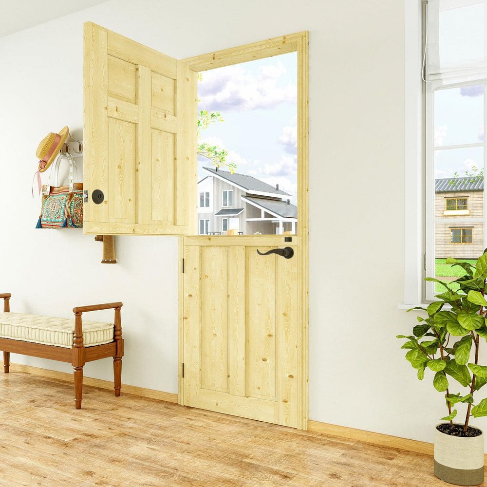 ARK DESIGN 32 in. x 80 in. Solid Pine Universal Paneled 6-Lite ...