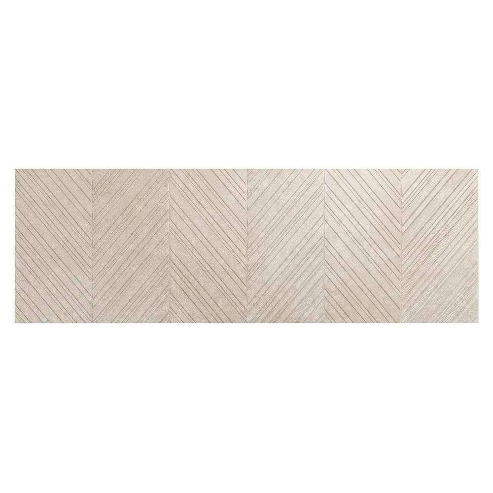 Ivy Hill Tile Urbane Cream Beige Chevron 4 in. x 0.33 in. Matte Ceramic ...