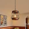 Pacific Core 60- Watt 1-Light Black Shaded Pendant Light with Caged ...
