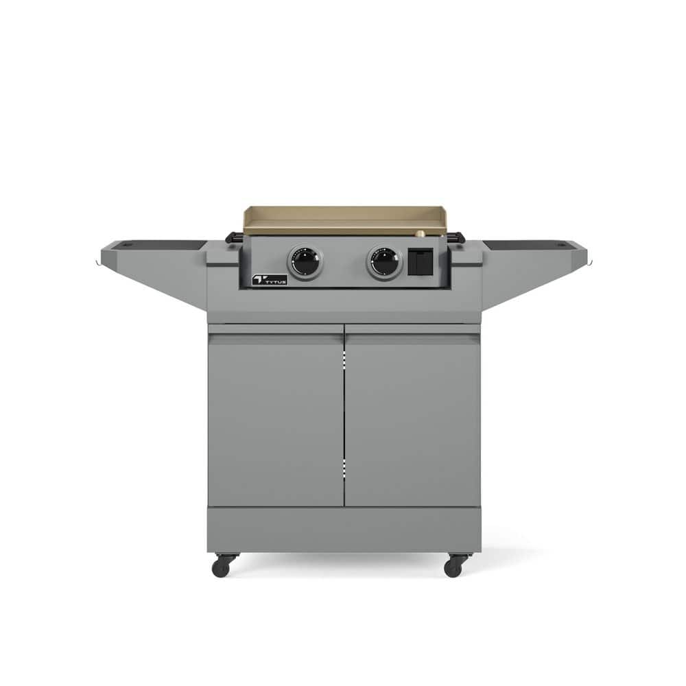 TYTUS Emberwood 2-Burner Gas Propane Griddle with Grill and Prep Cart ...