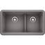 Blanco Ikon Cinder Granite 33 in. Double Bowl Farmhouse Apron Kitchen ...