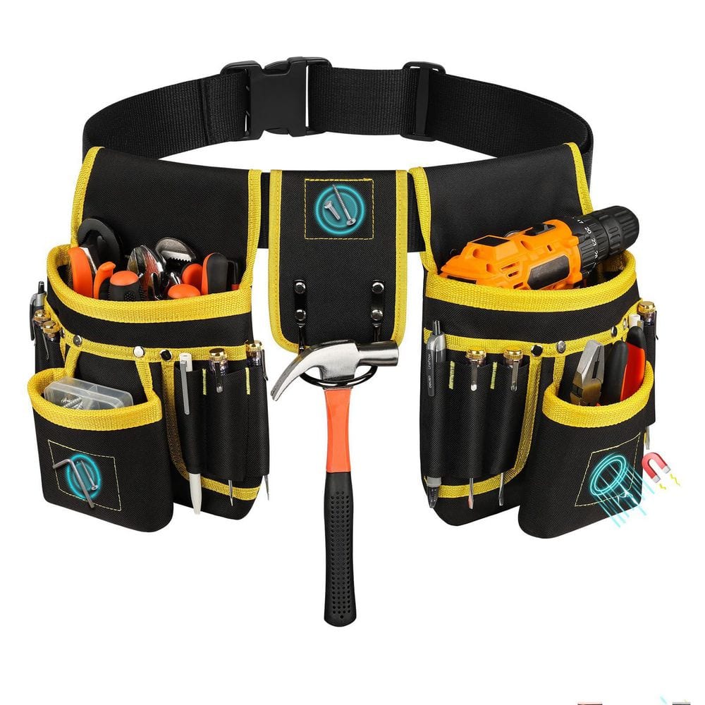 NVNOO Magnetic Tool Belt with 26-Pockets Heavy Duty Tool Pouch for ...