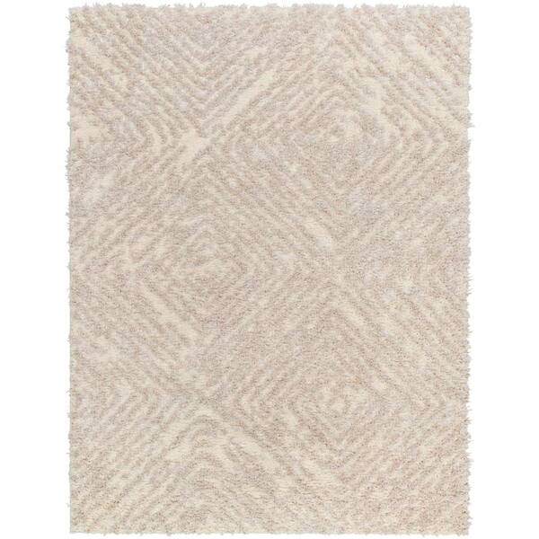 Livabliss Everton Cream/Beige Diamond 5 ft. x 7 ft. Indoor Area Rug ...