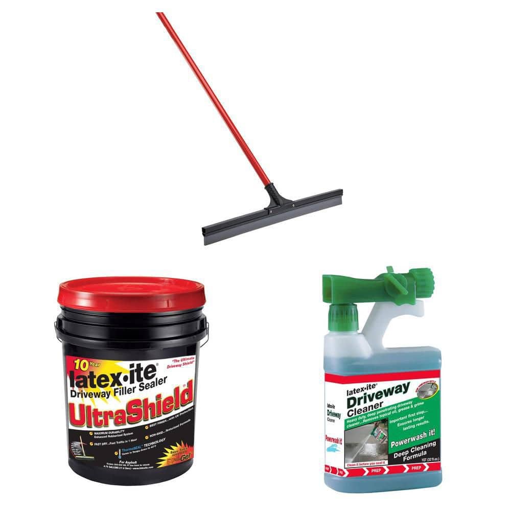 24 in. Floor Squeegee, 4.75 Gal. Driveway Filler Sealant and 1 Qt ...