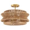 TRUE FINE Silvia 16 in. 2-Light Bohemian Woven Rope Semi-Flush Mount ...