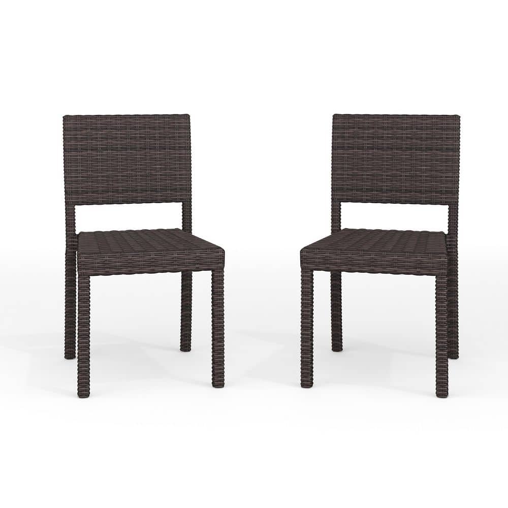 MARTHA STEWART Bedford Stackable Rattan Outdoor Dining Chair in Brown ...