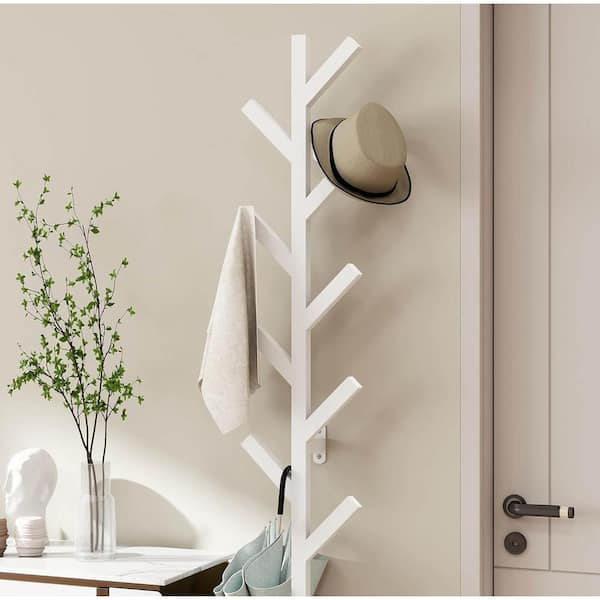 Modern White Metal Wall Mounted Coat Rack with 9 Hooks PUS5657VB - The ...