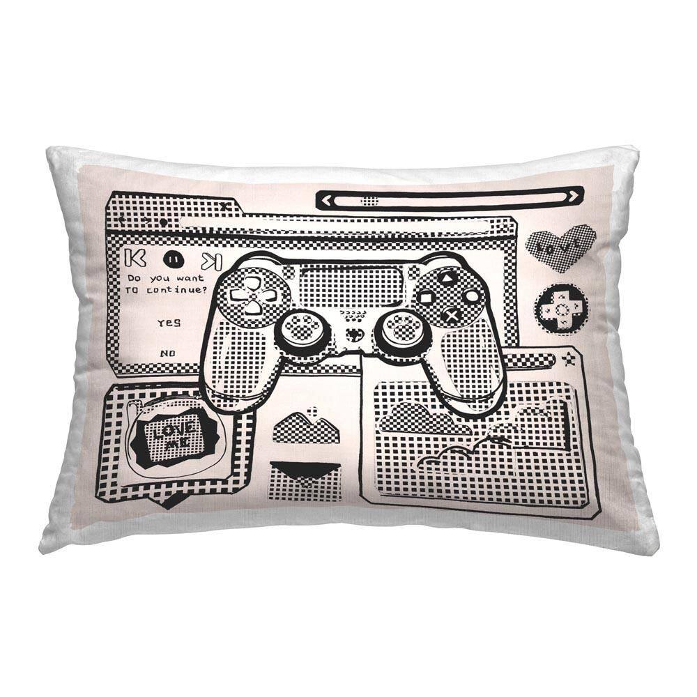 Stupell Industries Pixel Patterned Gamer Black Abstract Polyester 14 in ...
